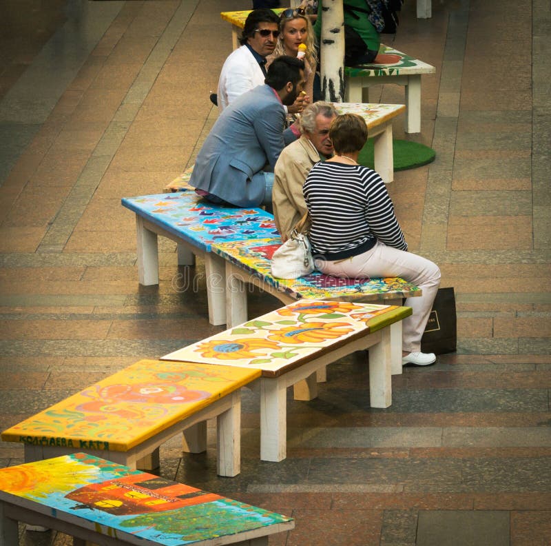 Couples are Sitting on Colored Benches Editorial Image - Image of crowd ...
