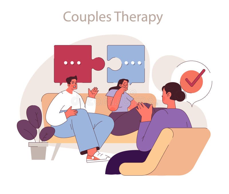 Couples therapy concept. stock vector. Illustration of expression ...