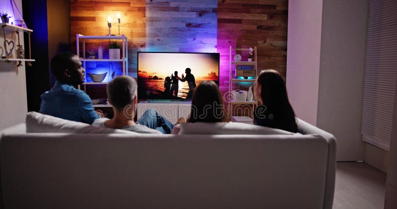 Couples Watching TV at Night Stock Image - Image of late, media: 267087795