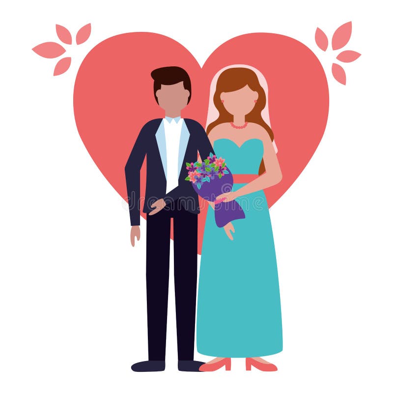 Couples Wedding Bride And Groom Love Heart Stock Illustration