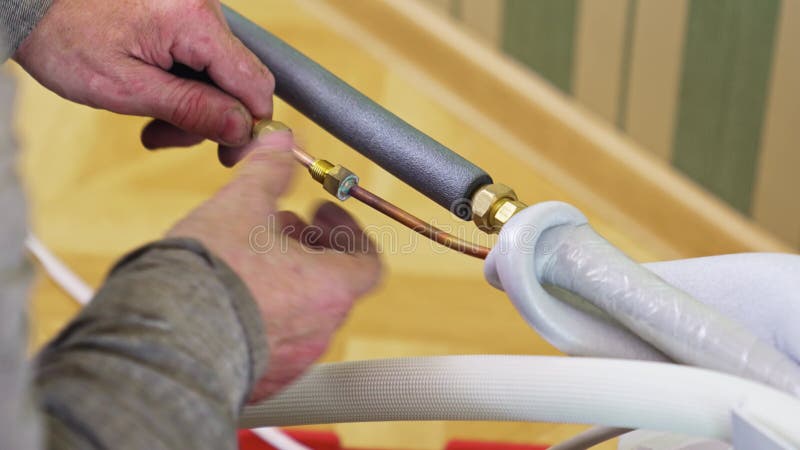 Coupling Connection of Copper Pipes. Stock Video - Video of ...