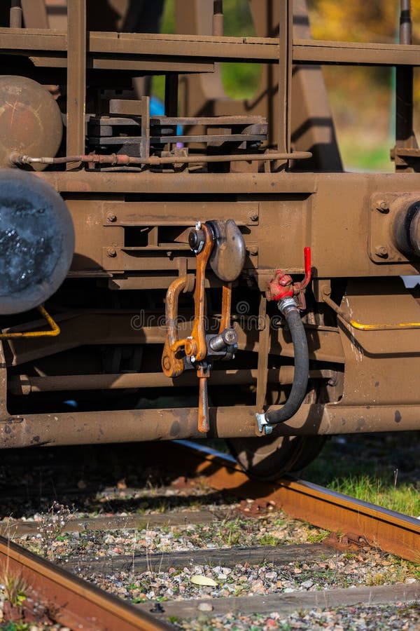 Coupling of a Goods Railway Car.. Stock Photo - Image of transportation ...