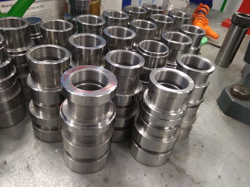 Coupling metal CNC lathe stock image. Image of metal - 198659477