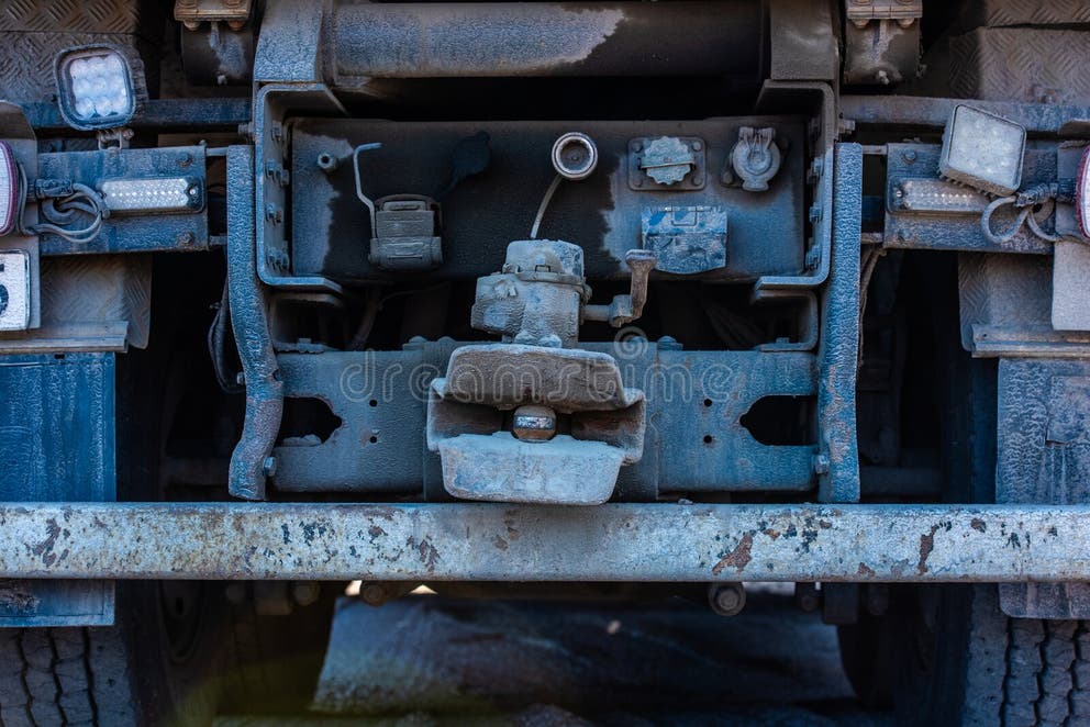 Coupling pin on a lorry.. stock photo. Image of motor - 378289074
