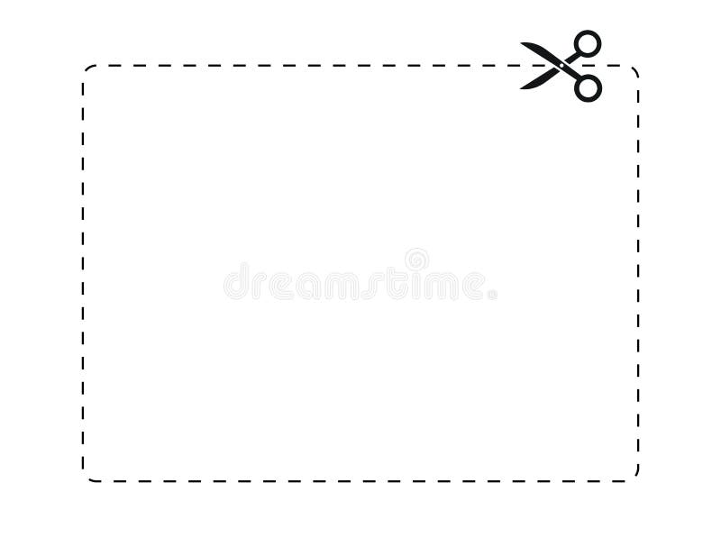 Coupon Border Sign. Scissors Icon and Cut Lines Stock Illustration ...