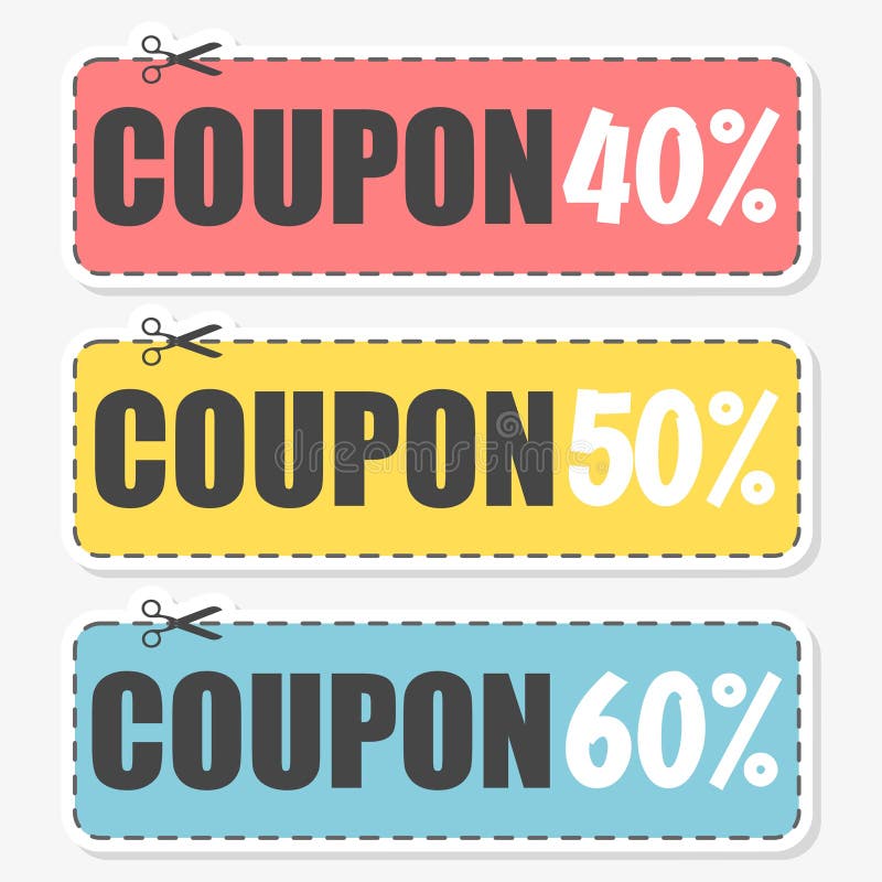 Coupon Design, Sale Icon, Shopping Concept, Sticker Set Stock Vector ...