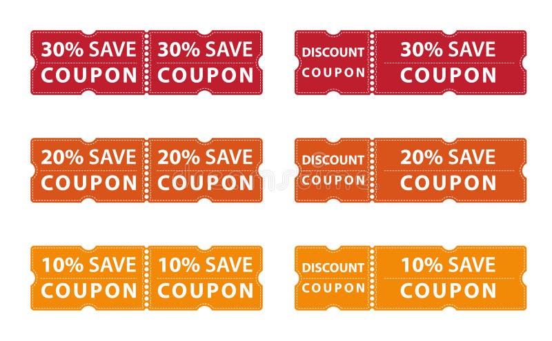 Coupon Discount Offer Save Upto 30 , 20 and 10 Stock Vector ...