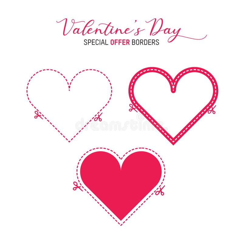 Coupon Border in Heart Shape Stock Illustration - Illustration of blank ...