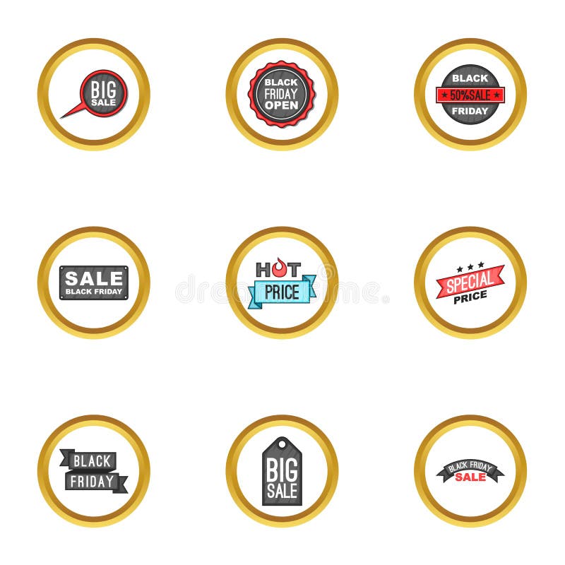 Coupon Icons Set, Cartoon Style Stock Vector - Illustration of black ...