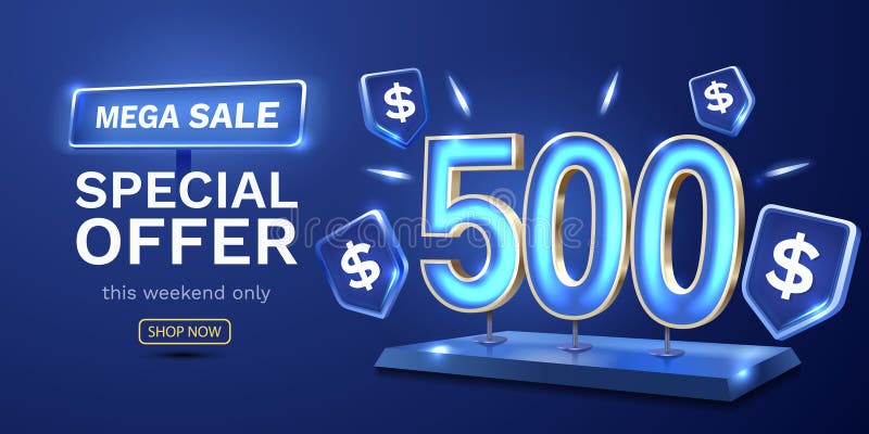 Coupon Special Voucher 500 Dollar, Check Banner Special Offer. Vector ...