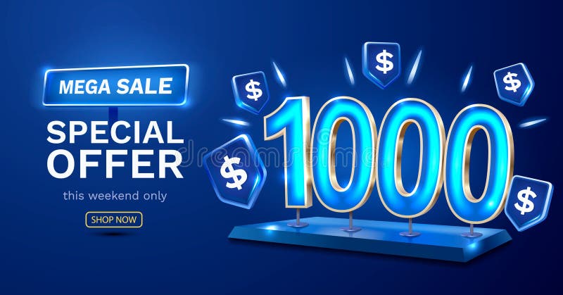 Coupon Special Voucher 1000 Dollar, Check Banner Special Offer. Vector ...