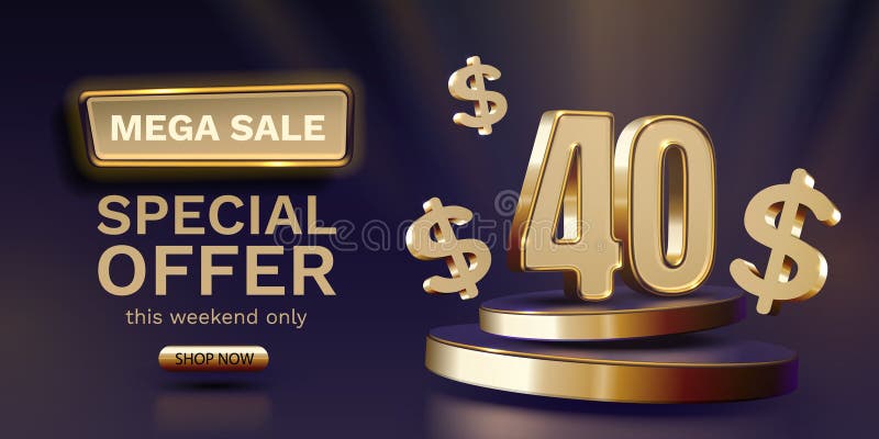 Coupon Special Voucher 40 Dollar, Check Banner Special Offer. Vector ...