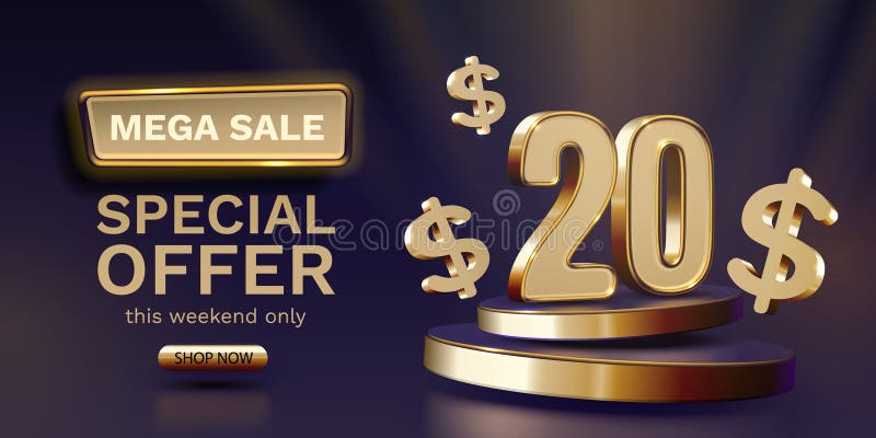 Coupon Special Voucher 20 Dollar, Check Banner Special Offer. Vector ...