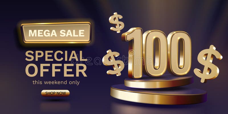 Coupon Special Voucher 100 Dollar, Check Banner Special Offer. Vector ...