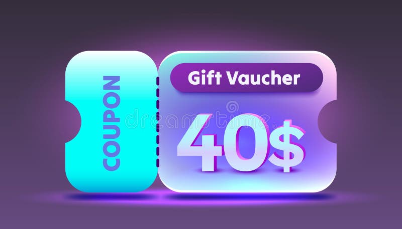Coupon Special Voucher 40 Dollar, Check Banner Special Offer. Vector ...