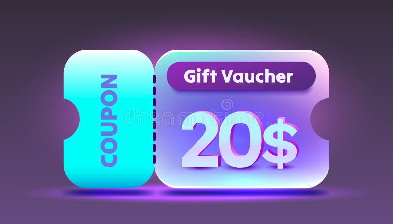 Coupon Special Voucher 20 Dollar, Check Banner Special Offer. Vector ...