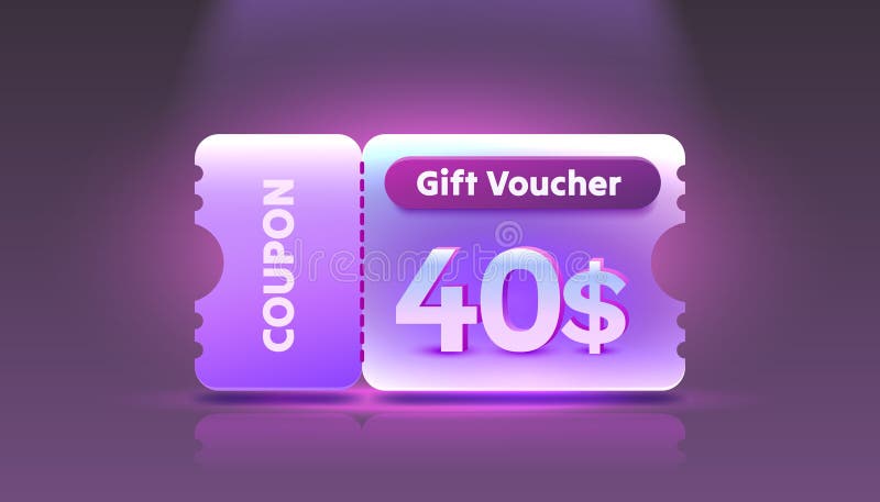Coupon Special Voucher 40 Dollar, Check Banner Special Offer. Vector ...