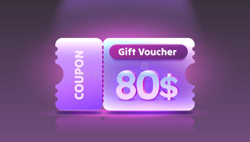 Coupon Special Voucher 80 Dollar, Check Banner Special Offer. Vector ...