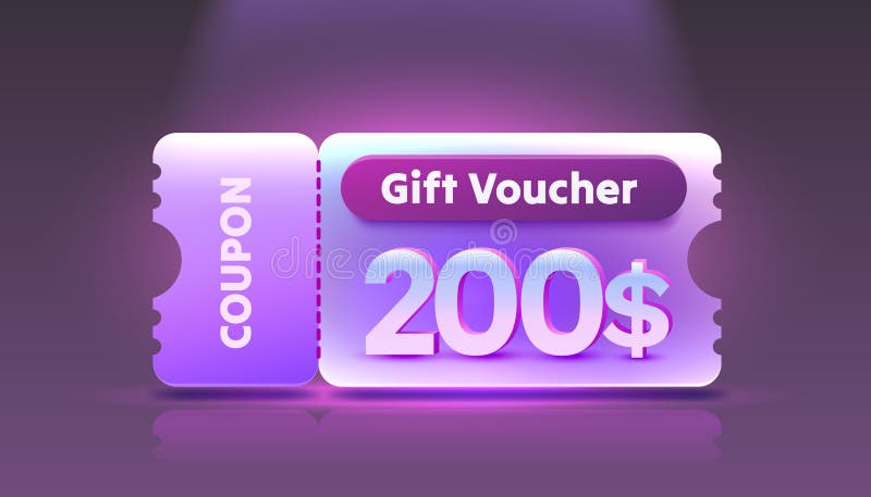 Coupon Special Voucher 200 Dollar, Check Banner Special Offer. Vector Illustration Stock Vector ...