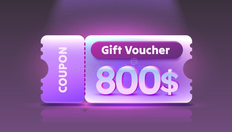 Coupon Special Voucher 800 Dollar, Check Banner Special Offer. Vector ...
