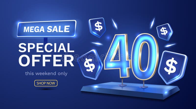 Coupon Special Voucher 40 Dollar, Check Banner Special Offer. Vector ...