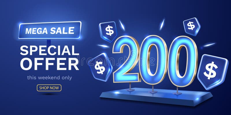 Coupon Special Voucher 200 Dollar, Check Banner Special Offer. Vector ...