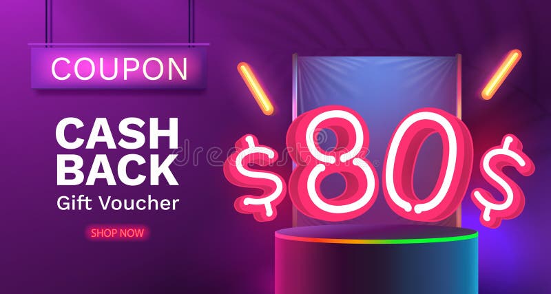 Coupon Special Voucher 80 Dollar, Check Banner Special Offer. Vector ...
