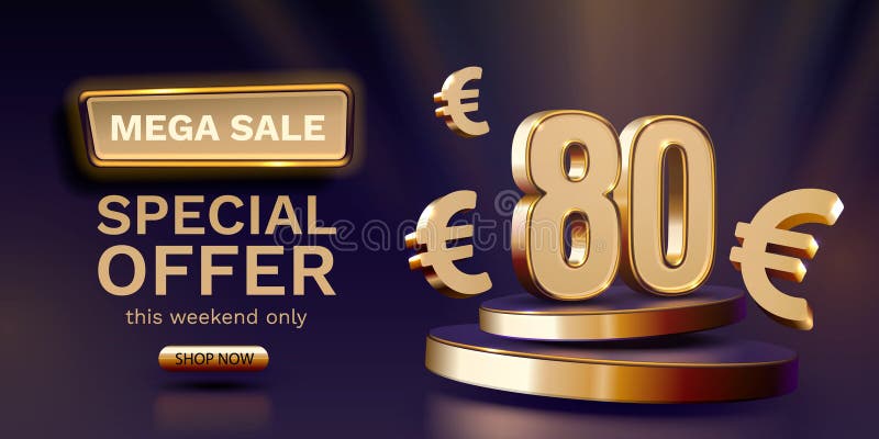 Coupon Special Voucher 80 Euro, Check Banner Special Offer. Vector ...