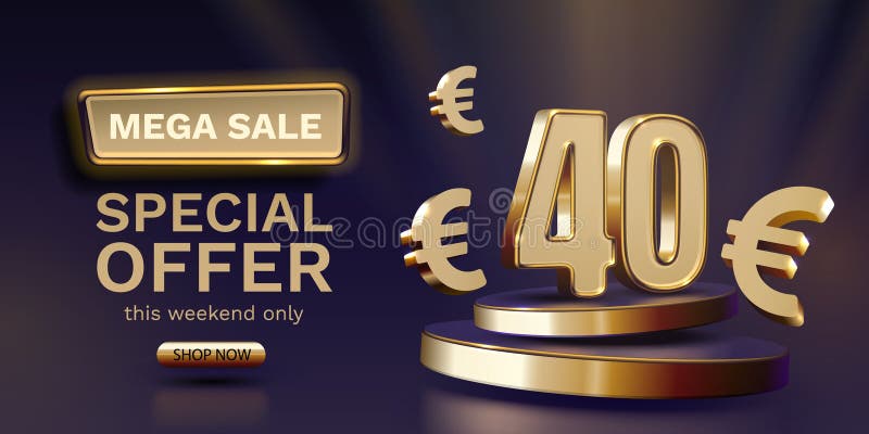 Coupon Special Voucher 40 Euro, Check Banner Special Offer. Vector ...