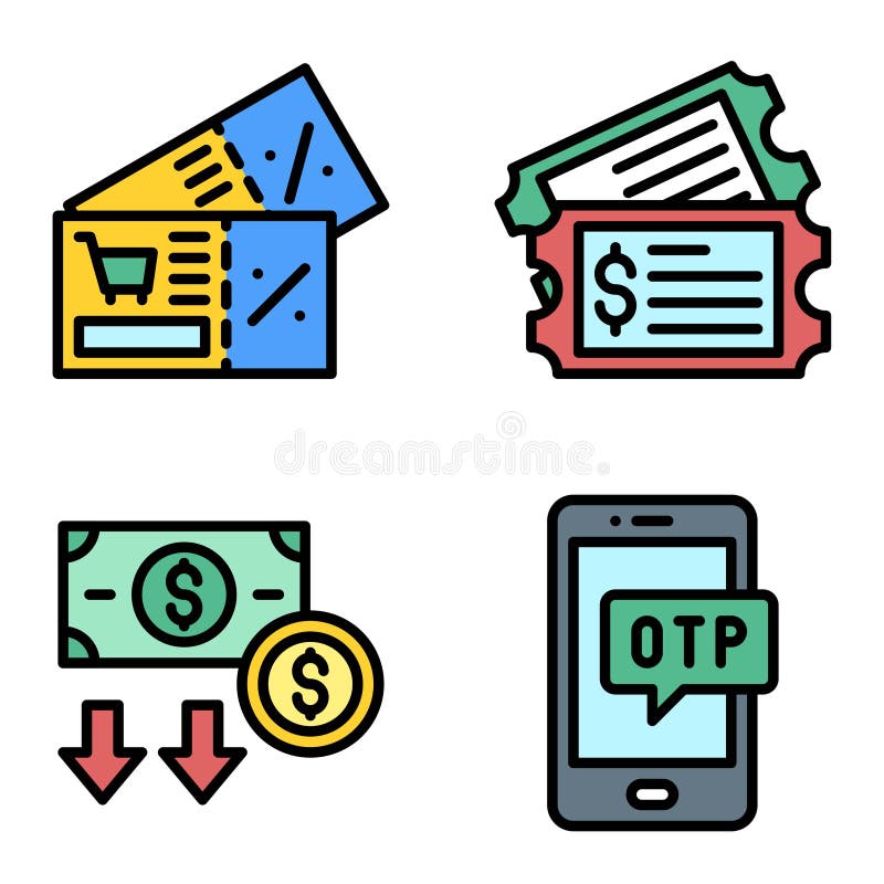 Coupon and Voucher Icon Set Payment Related Vector Stock Vector ...