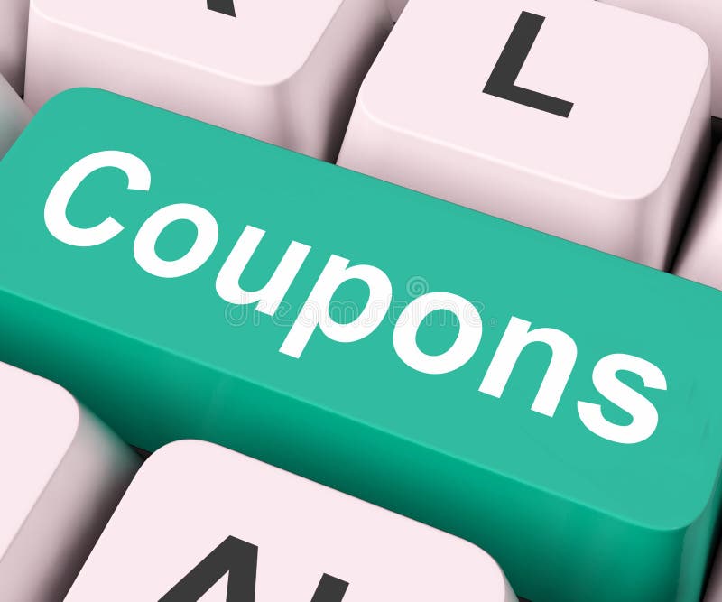 Coupons Key Means Voucher or Slip Stock Image - Image of keyboard ...