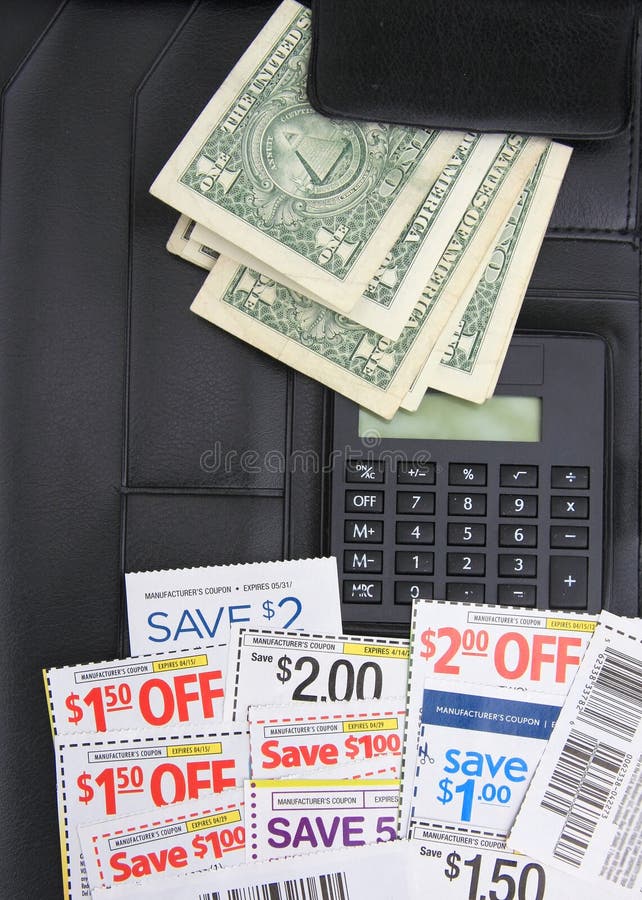 Coupons,money and Caculator Stock Image - Image of promotional, deal ...