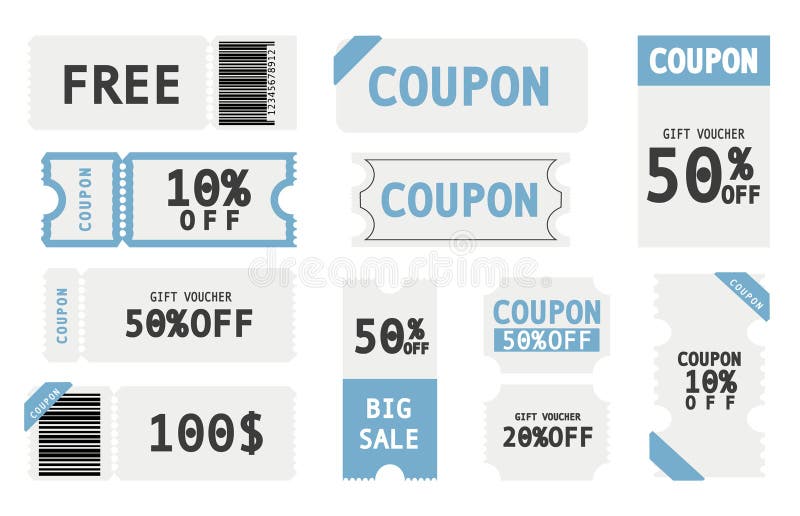 Coupons Template Tickets for Different Event. Set of Coupon Tickets ...