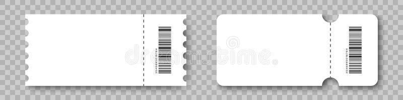 Coupons. White Coupon Mockup. Ticket with Barcode and Shadow Stock ...