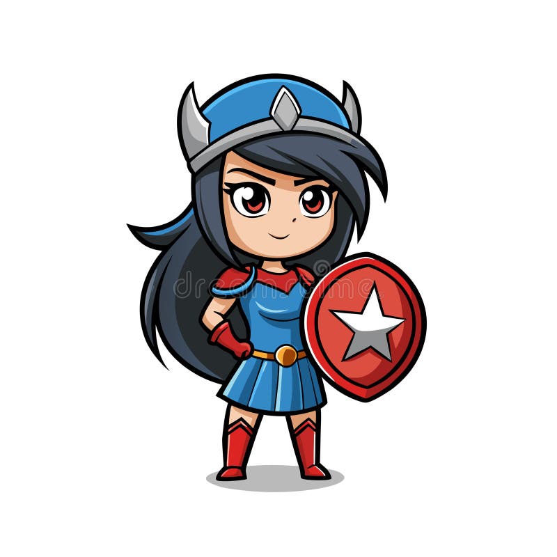 Courageous Girl with Shield Stock Vector - Illustration of dynamic ...