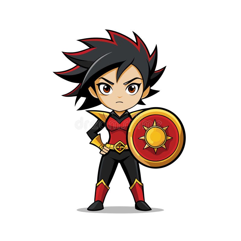 Courageous Girl with Shield Stock Vector - Illustration of dynamic ...