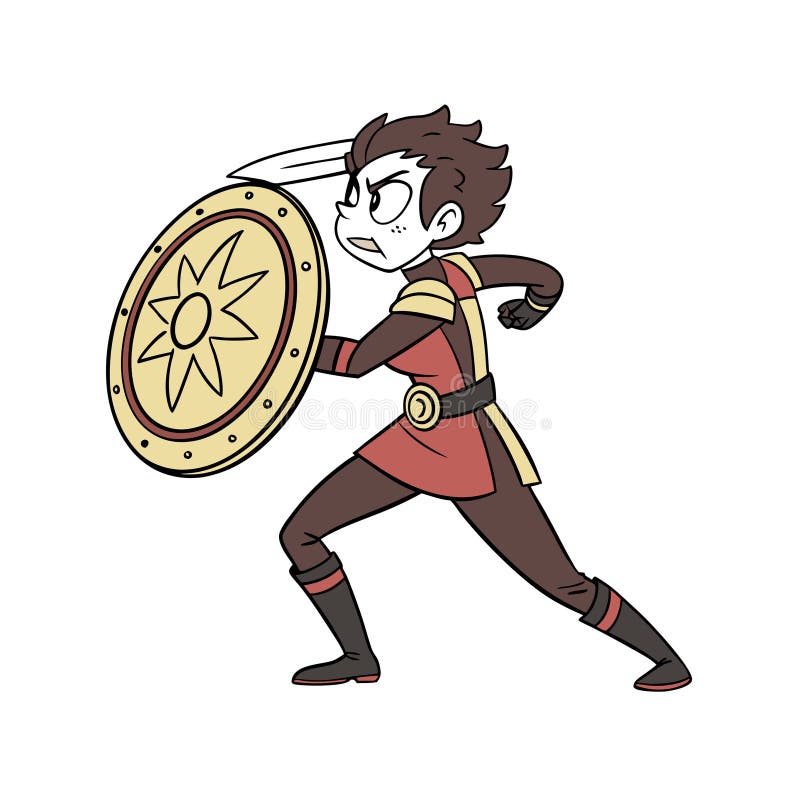 Courageous Girl with Shield Stock Vector - Illustration of girl ...