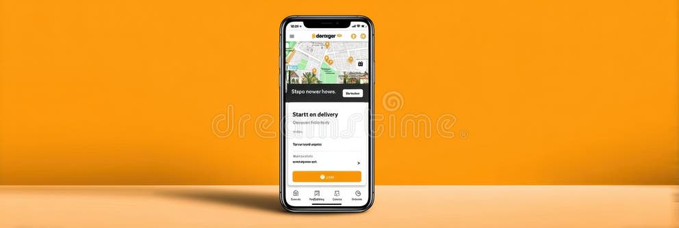 Courier App Interface Showcasing Delivery Start Option with Map ...