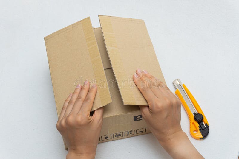Courier box unboxing stock image. Image of charge, cargo - 251474755