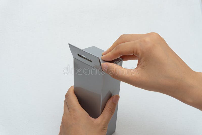 Courier box unboxing stock photo. Image of females, gift - 251474770