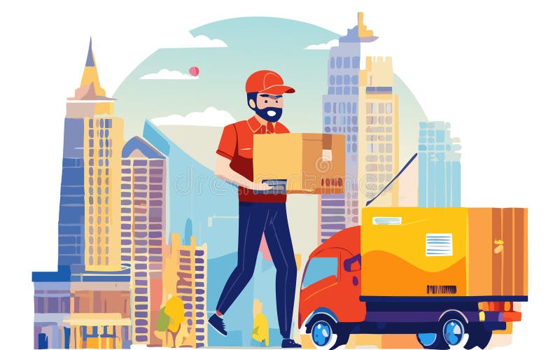 Courier Character Delivering an Order. Food or Things Delivery Service ...