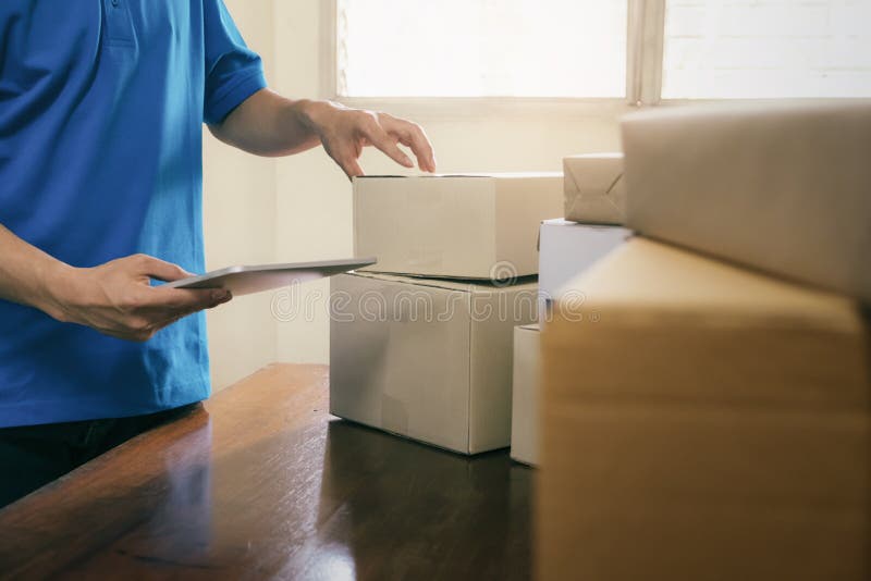 Courier Check the Delivery Receipt List in Office Stock Image - Image ...