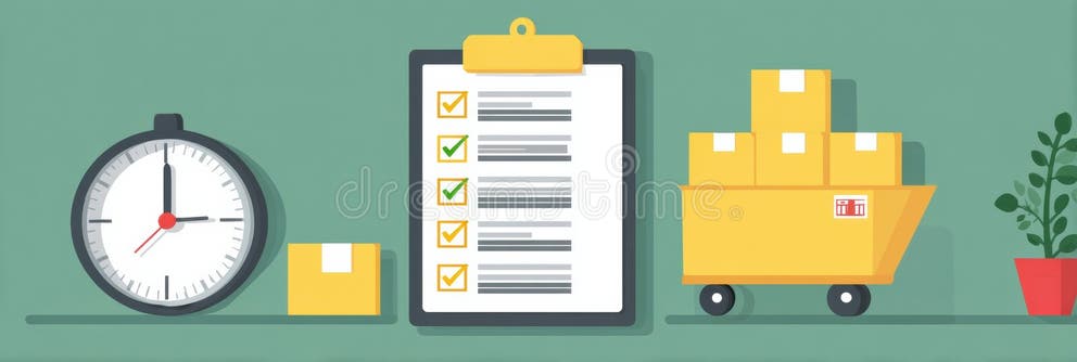 Courier Checklist with Items and Timestamps Displayed in Flat Design ...
