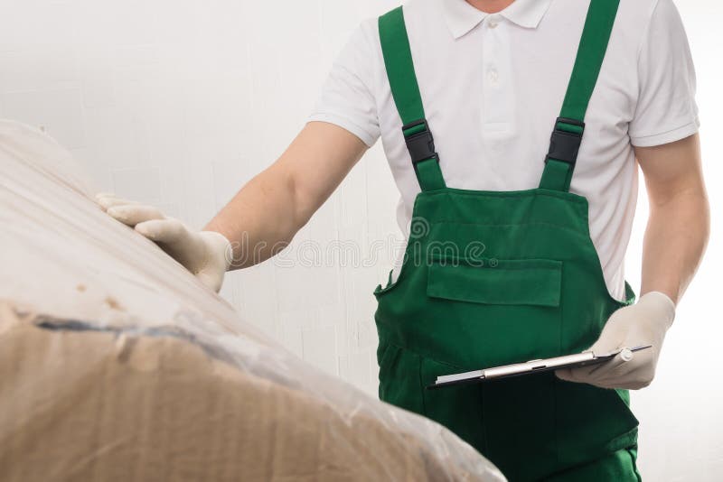 The Courier Checks the Tracker on the Parcel Stock Photo - Image of ...