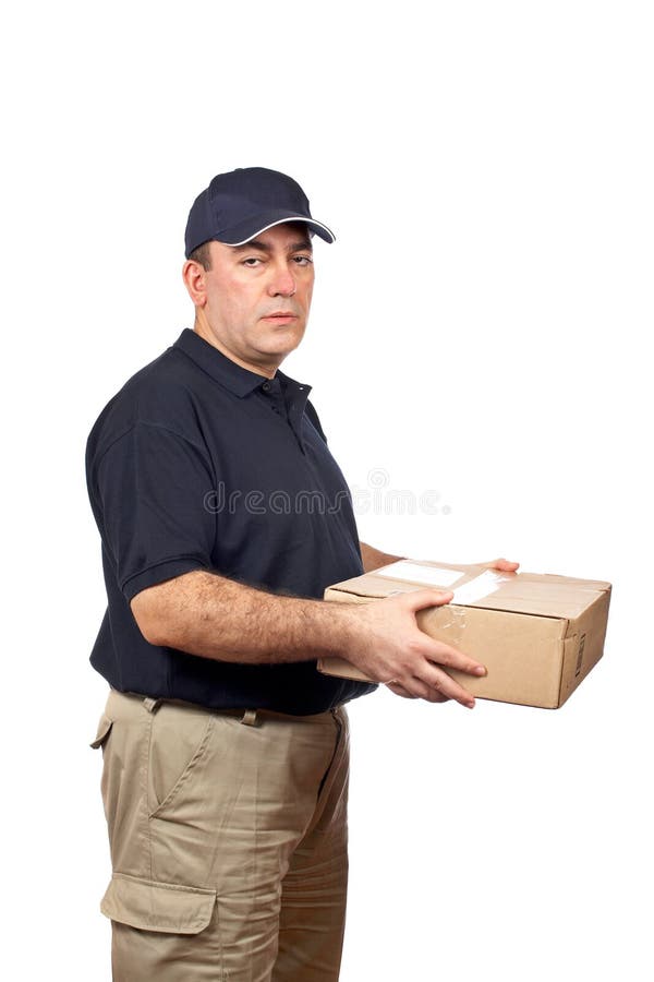 Courier Delivering a Package Stock Photo - Image of client, holding ...