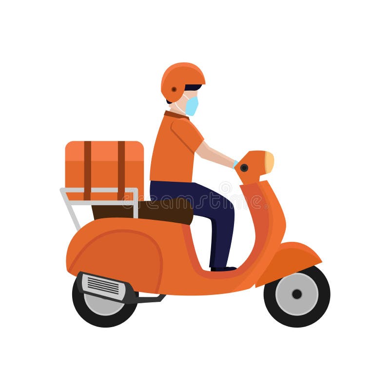 Courier Delivery Motorcycle Service, Flat Design Vector Stock Vector ...