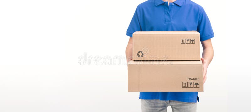 Courier Delivery Service, Person with Boxes Stock Photo - Image of ...