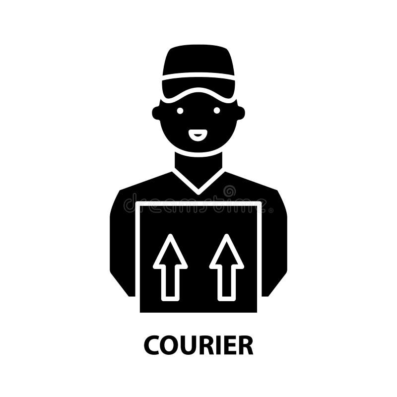 Courier Icon, Black Vector Sign with Editable Strokes, Concept ...