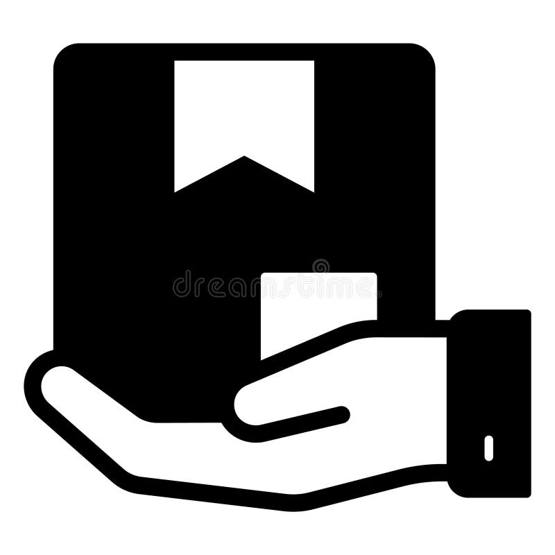 Courier Man Hand with Box Solid Icon, Delivery Service Concept. Vector Graphics Stock Vector ...