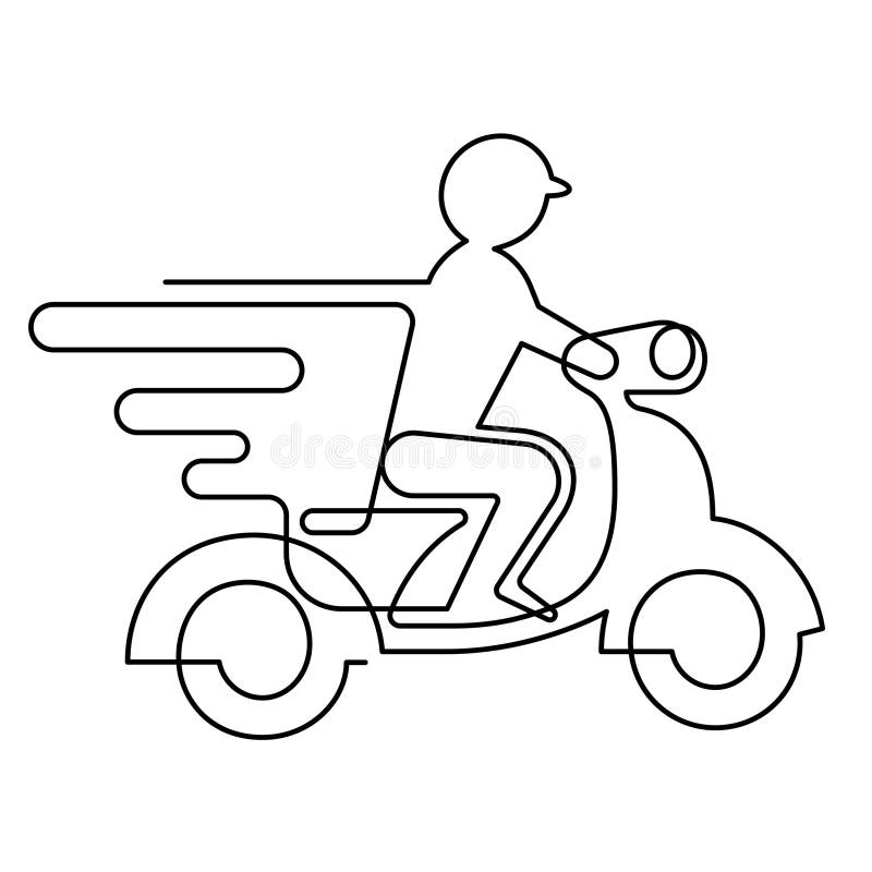 Courier Messenger Continuous Line Drawing Stock Vector - Illustration ...